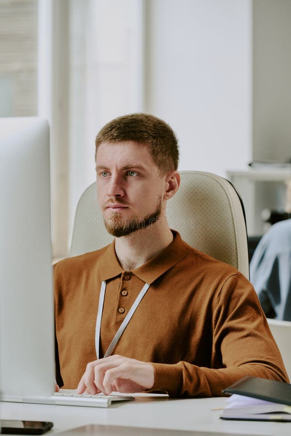 Young Male Developer at Work in Office Stock Image - Image of security ...