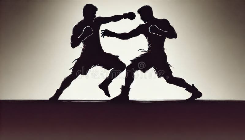 A Vertical Silhouette of Two Men Engaged in Combat Shown in Dramatic ...