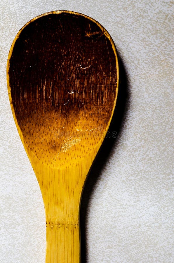 Vertical Single Weathered Wooden Mixing Spoon Stock Image - Image of ...