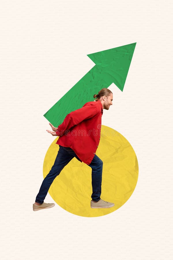 Vertical Sketch 3d Collage of Dissatisfied Man Carry Arrow Pointer ...