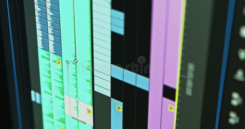 Vertical Smooth Close-up of a Monitor with a Video Editing Program ...