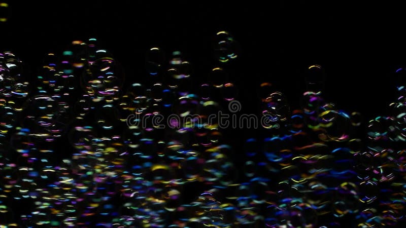 Vertical of Soap Water Bubbles Texture Flying Over Black Abstract ...