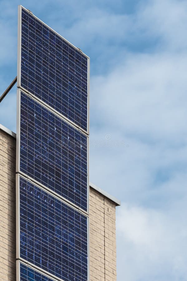 Vertical Solar Panels on a Newly Build House Stock Photo - Image of ...