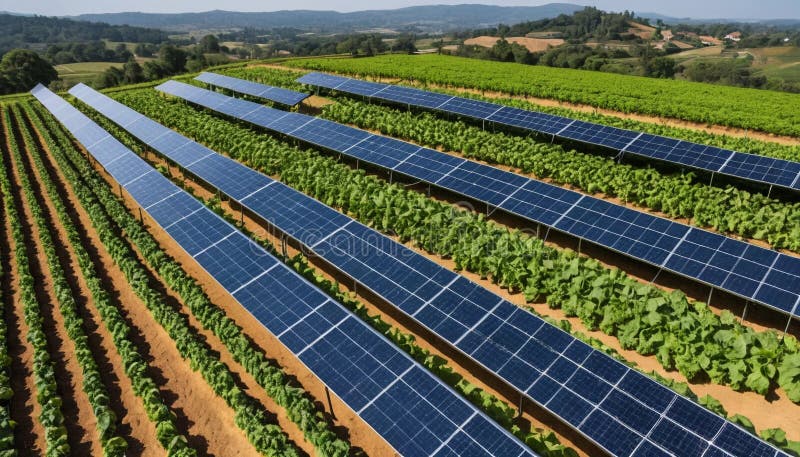 Vertical Solar Panels for Vegetable Farming Below Stock Illustration ...