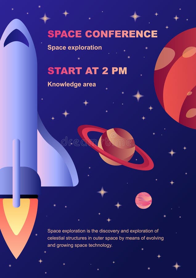Vertical Space Exploration Conference Flyer Template with a Spaceship ...