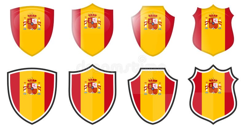 Vertical Spain Flag in Shield Shape, Four 3d and Simple Versions ...