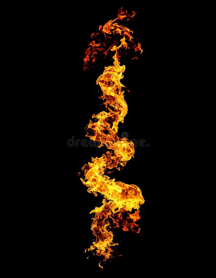 Vertical Spiral of Fire Flames on Black Background Stock Illustration - Illustration of texture ...