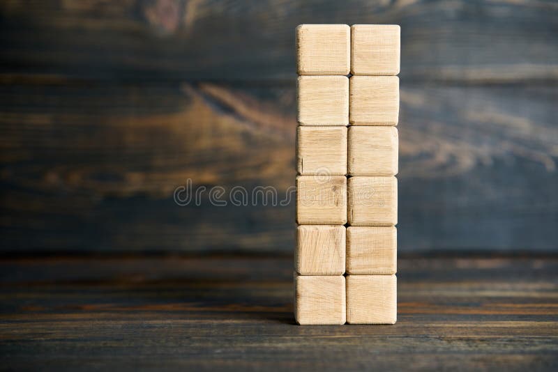 Wooden Cubes and Stacked Coins. Growth and Success Concept Stock Image ...