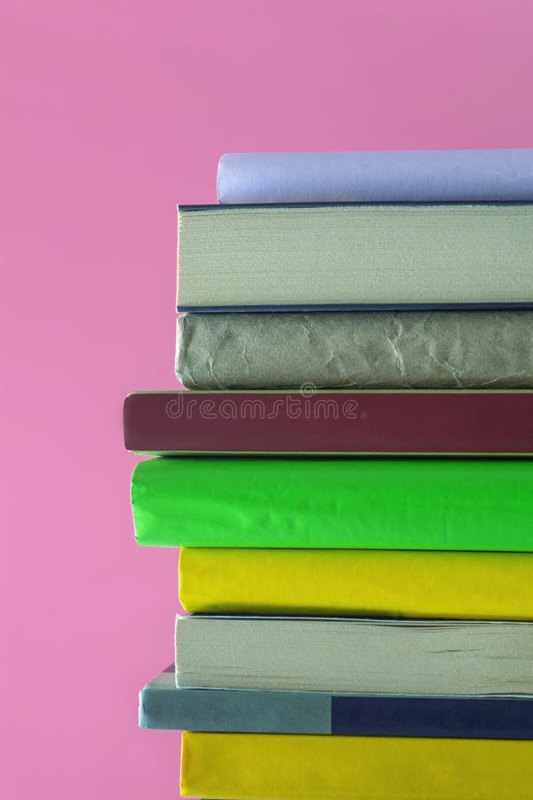 Vertical Stack of Colorful Books. Copy Space Stock Photo - Image of ...