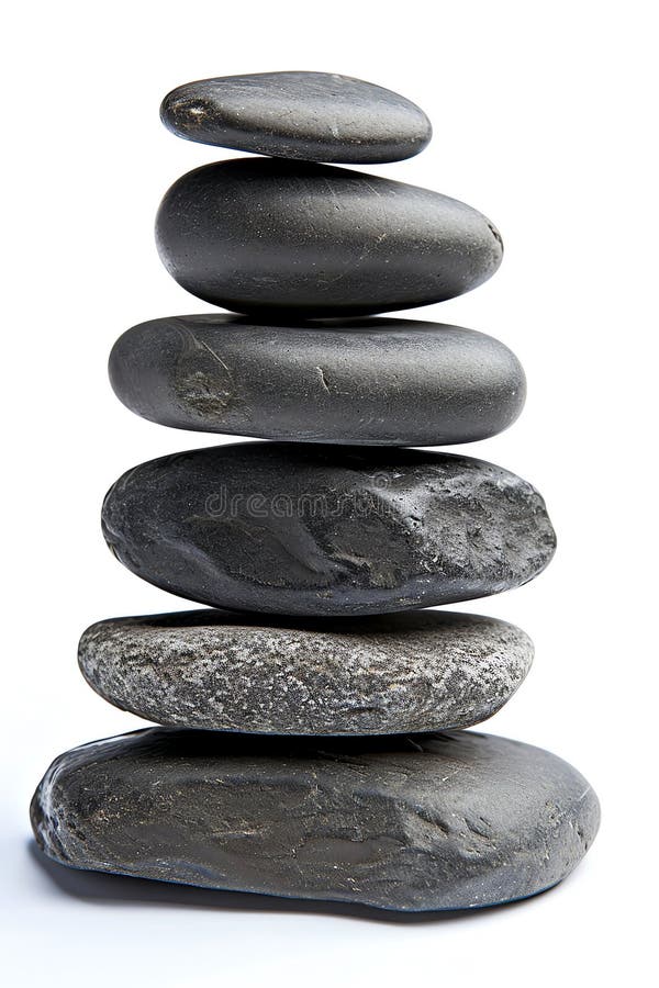 Vertical Stack of Grey Rock on White Background, AI Generated Stock ...