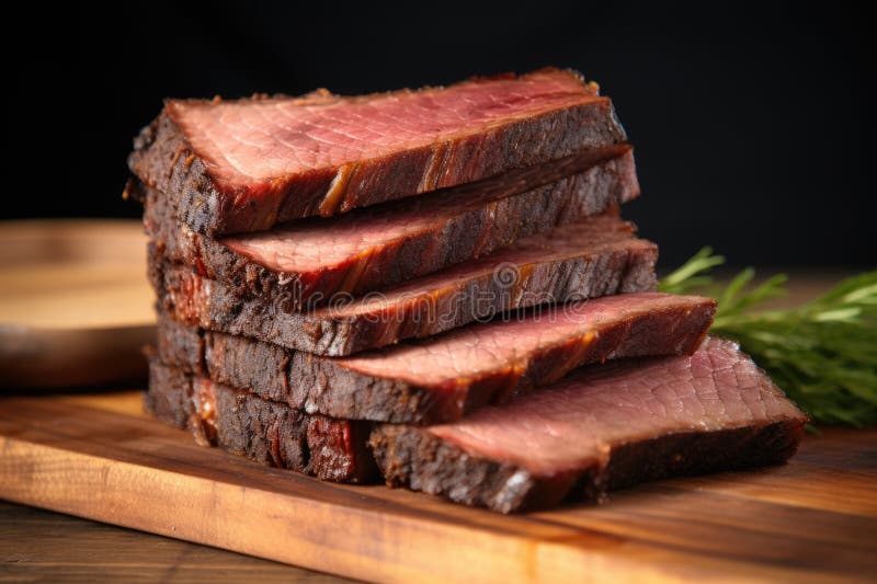 Vertical Stack of Smoked Beef Brisket Slices Stock Illustration ...
