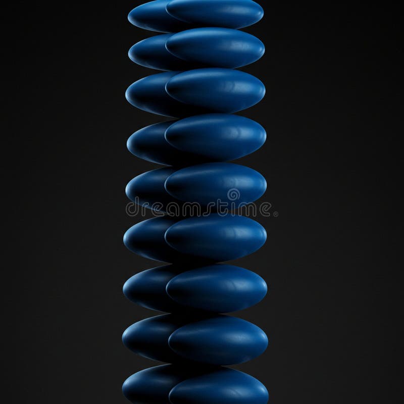 A Vertical Stack of Smooth, Oval-shaped Objects, Colored in a Uniform Dark Blue. the Stock ...