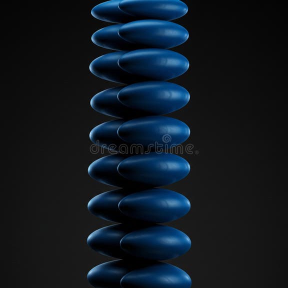 A Vertical Stack of Smooth, Oval-shaped Objects, Colored in a Uniform ...