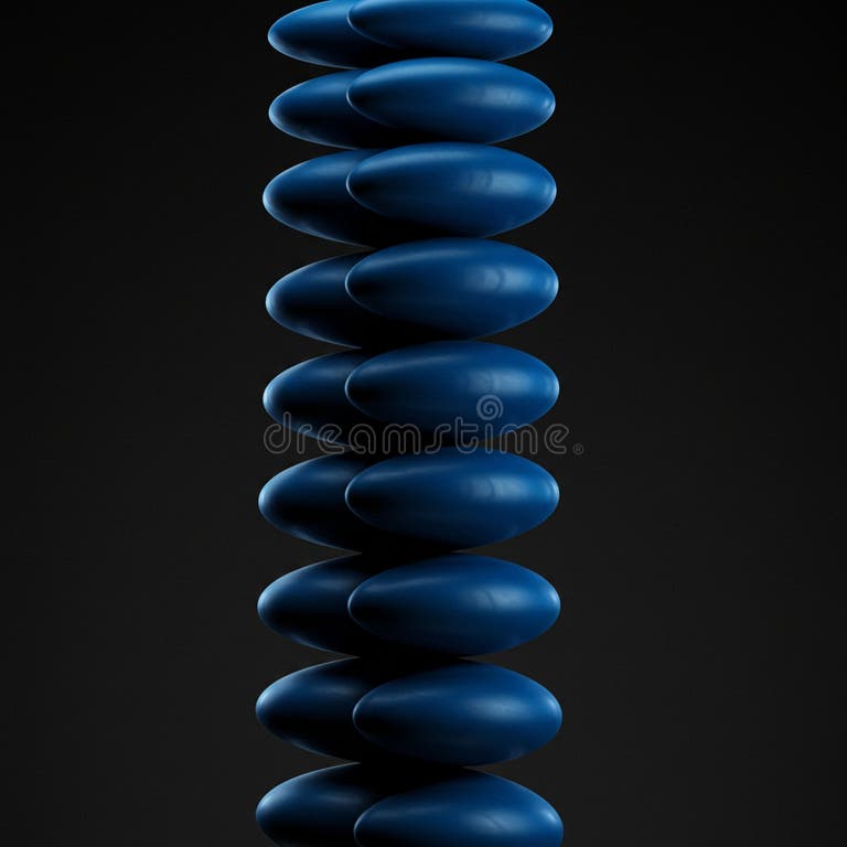 A Vertical Stack of Smooth, Oval-shaped Objects, Colored in a Uniform ...
