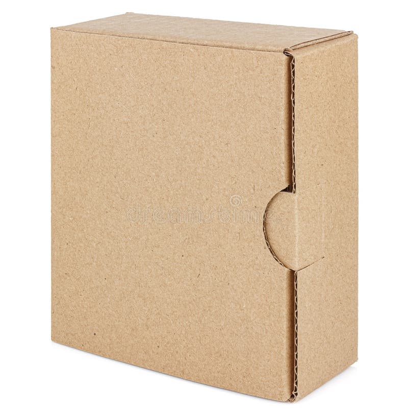 Vertical Standing Flat Square Brown Cardboard Box Isolated on White ...