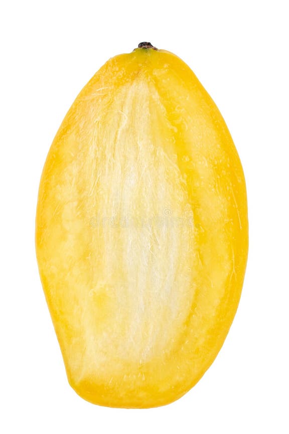 Vertical Standing Half of Cutted Ripe Mango Isolated on White ...