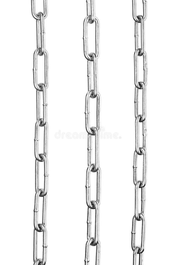 Vertical Steel Chains on a White Background Stock Photo - Image of lock ...