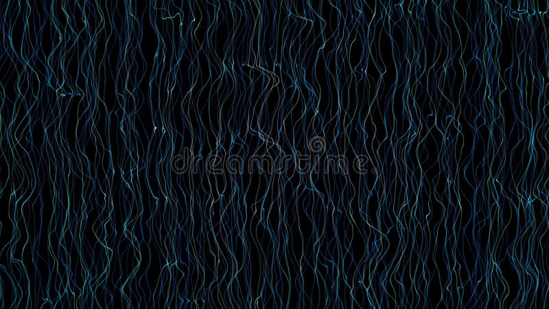 A Vertical Stream of Blue Wriggling Threads on a Black Background ...
