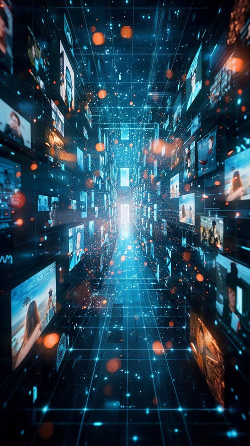 Vertical Stream of Virtual Videos Profiles and Avatars in an Animated ...