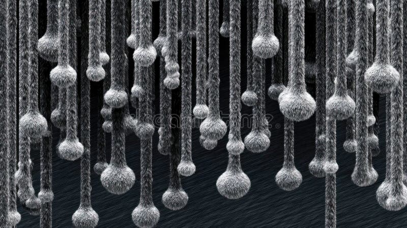 Vertical Streams of Binary Code Interwoven with Glowing Orange Spheres, Evoking a Sense of ...