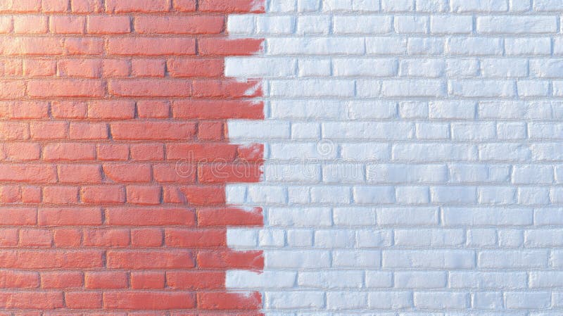 Vertical Striped Brick Wall with Red and White Paint, Ultra-realistic ...