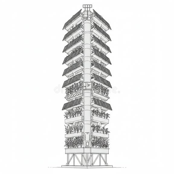 Vertical Structure Design with Multiple Stacked Levels, Each Featuring ...