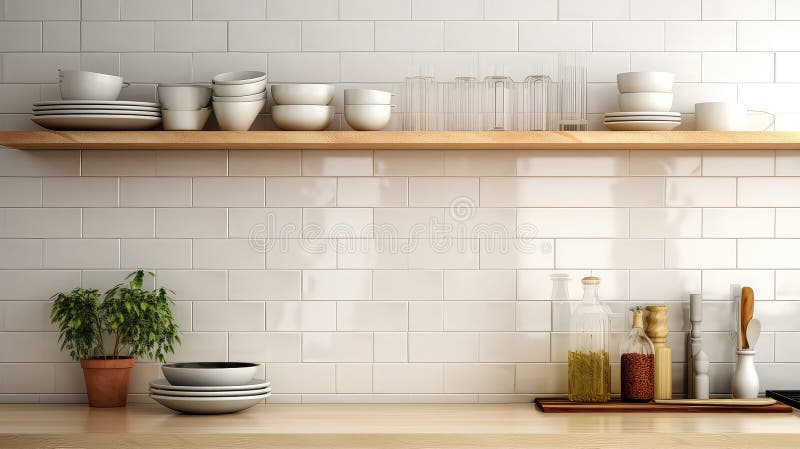 Vertical Subway Tile Kitchen Stock Illustration - Illustration of twist ...