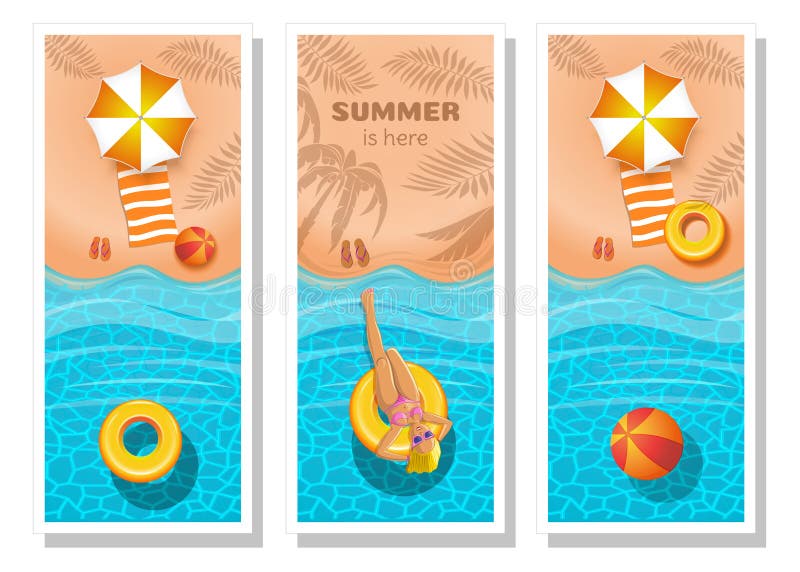 Vertical Summer Banners Design Set. Vector Card Stock Vector ...