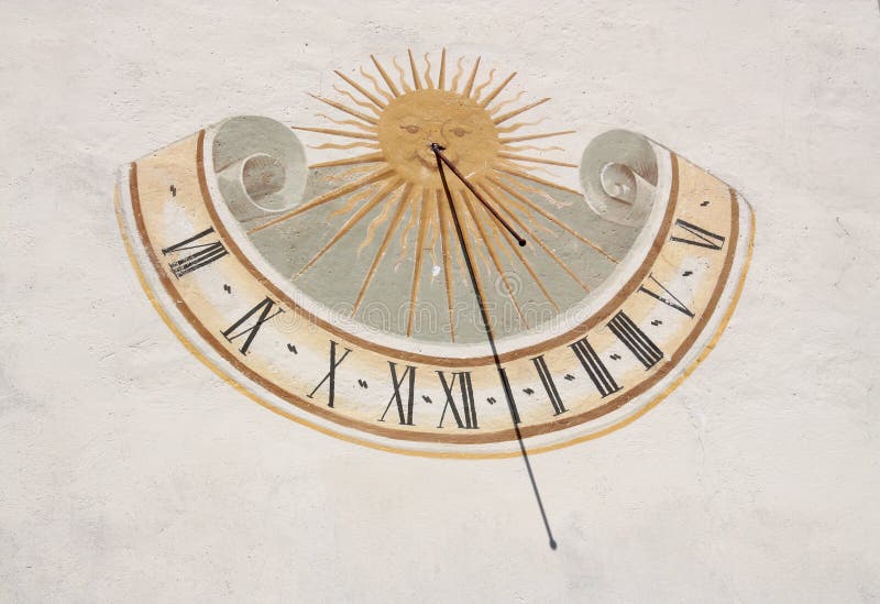 Vertical Sundial on a Building Facade Stock Photo - Image of ...