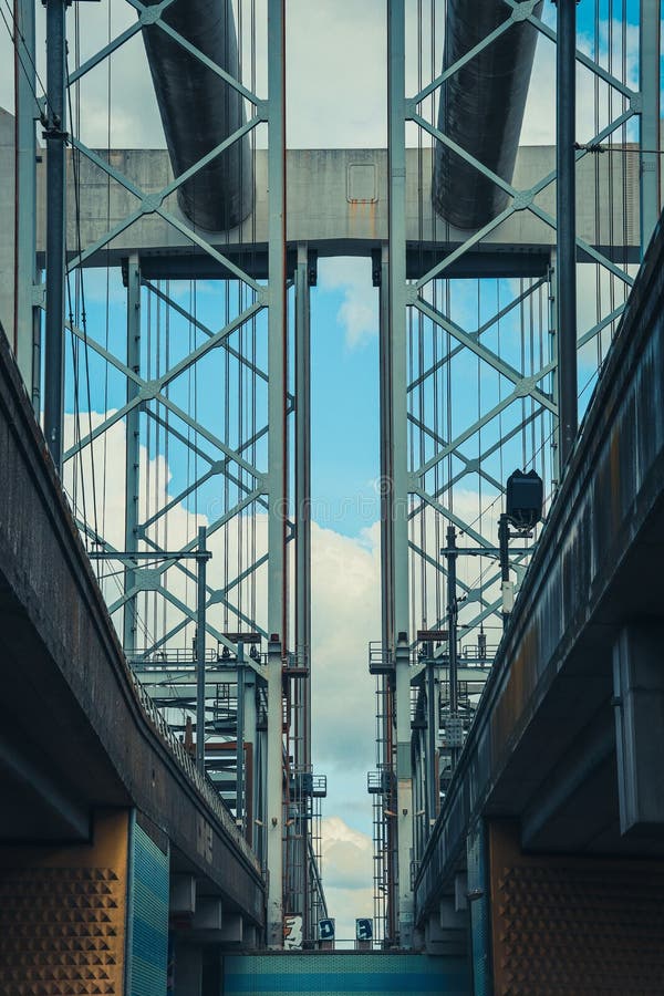 Vertical of a Symmetric Metallic Bridge Stock Image - Image of metallic ...