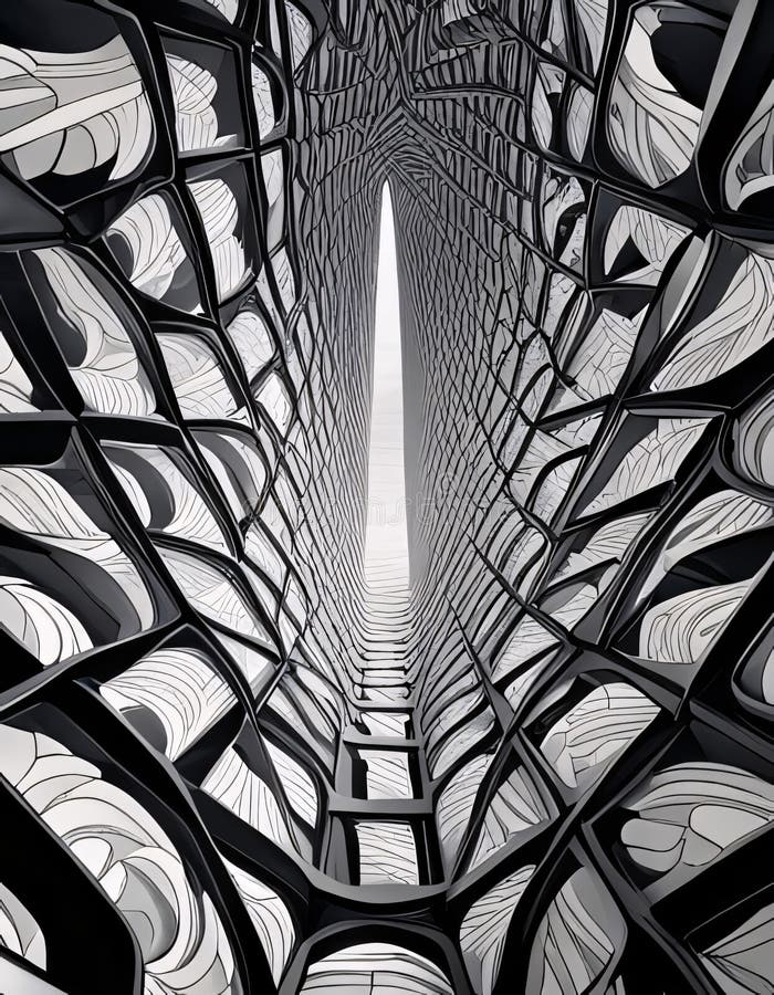 Vertical Symmetrical Patterns in Black and White, Generative AI Stock ...