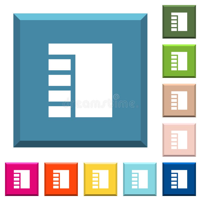 Vertical Tabbed Layout Active White Icons on Edged Square Buttons Stock ...