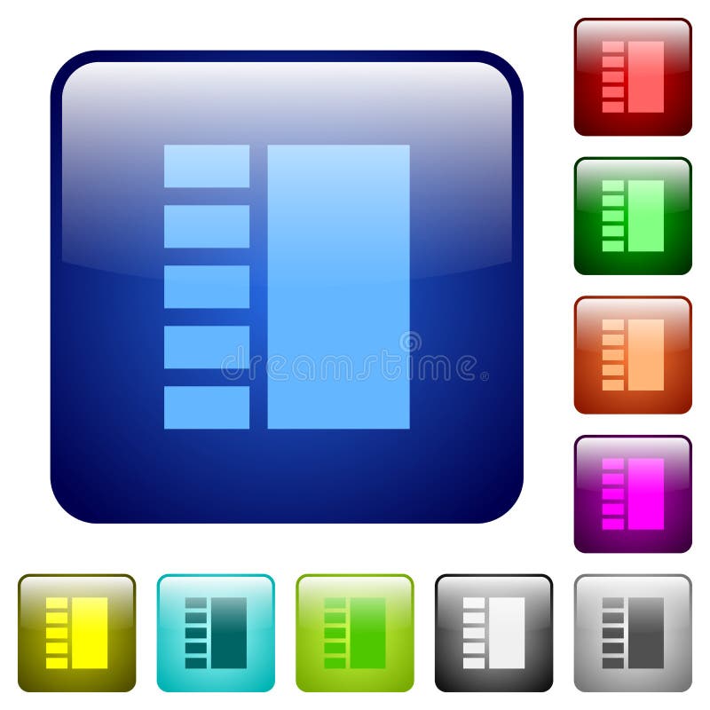 Vertical Tabbed Layout Color Square Buttons Stock Vector - Illustration ...