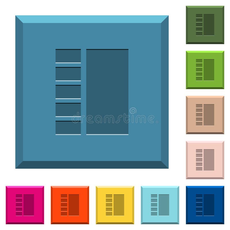 Vertical Tabbed Layout Engraved Icons on Edged Square Buttons Stock ...