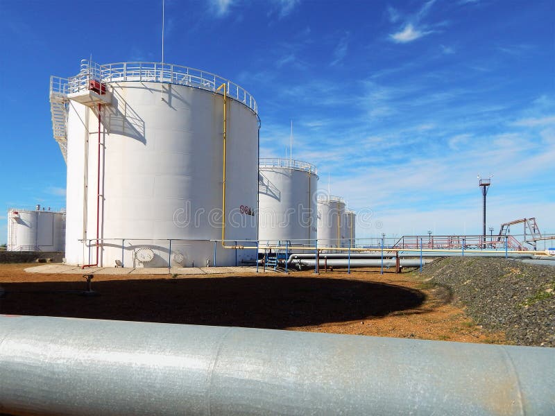 Vertical tanks. stock photo. Image of vertical, petrochemical - 73442352