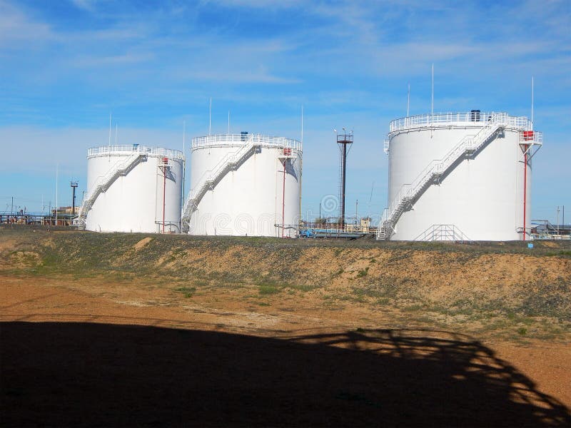 Vertical tanks. stock image. Image of chemical, refinery - 73442381