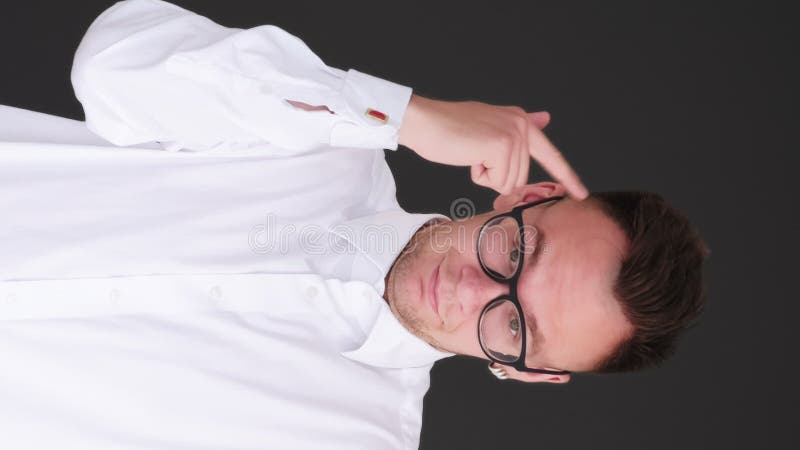 Vertical Think Gesture Use Brain Skeptic Guy Idea Stock Footage - Video ...