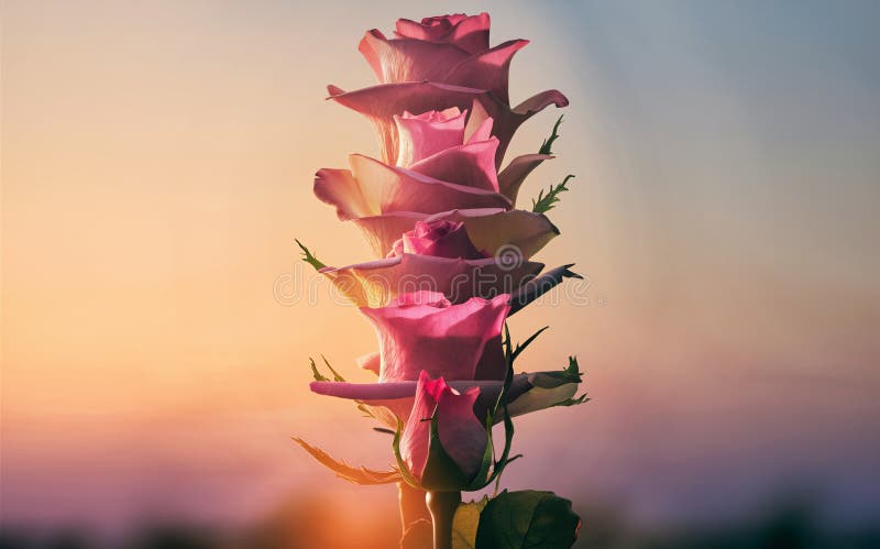 Generative-AI, Vertical Time-Lapse of a Rose Blooming for a Romantic ...