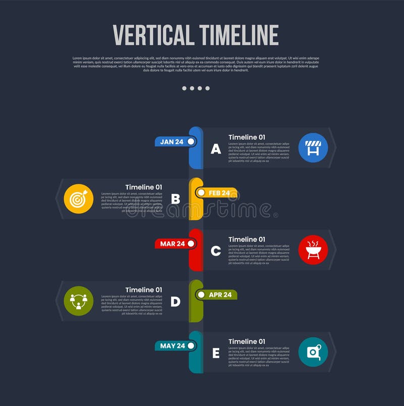 Vertical Timeline Business Report Infographic with Arrow Box Container ...