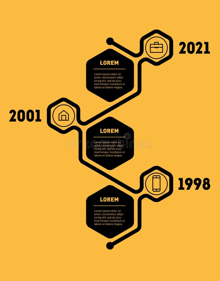 Vertical Timeline or Infographic with 3 Sectors. Strategy Development ...