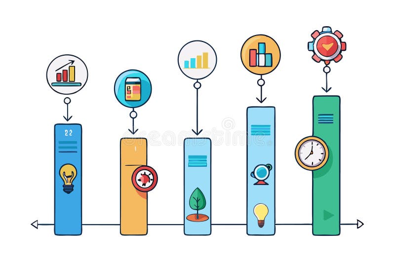 Vertical Timeline Infographic Showing Business Process Stages with ...