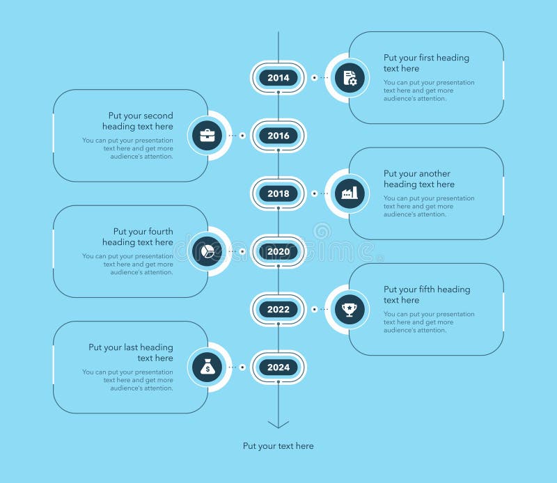 Vertical Timeline Infographic Template with Six Steps - Blue Version ...