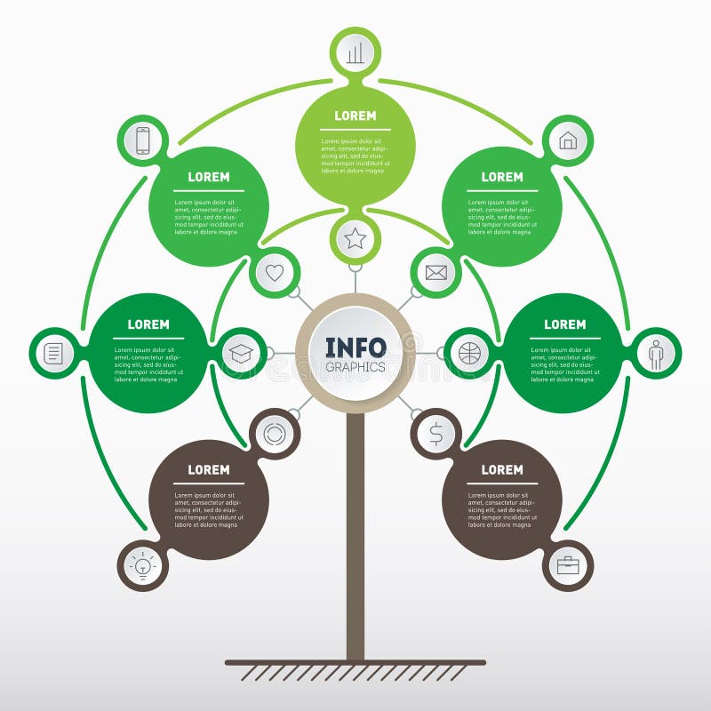 Vertical Timeline Infographics with 14 Icons. Tree of Development and ...