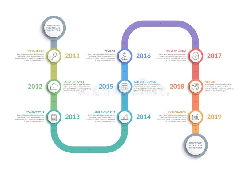 Vertical Timeline Template stock vector. Illustration of flowchart ...