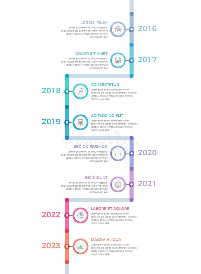 Vertical Timeline Template stock vector. Illustration of graph - 266266487