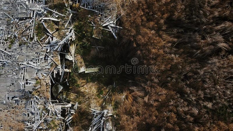 Vertical Top Shot of the Explosion Crater or Explosion Pit with ...