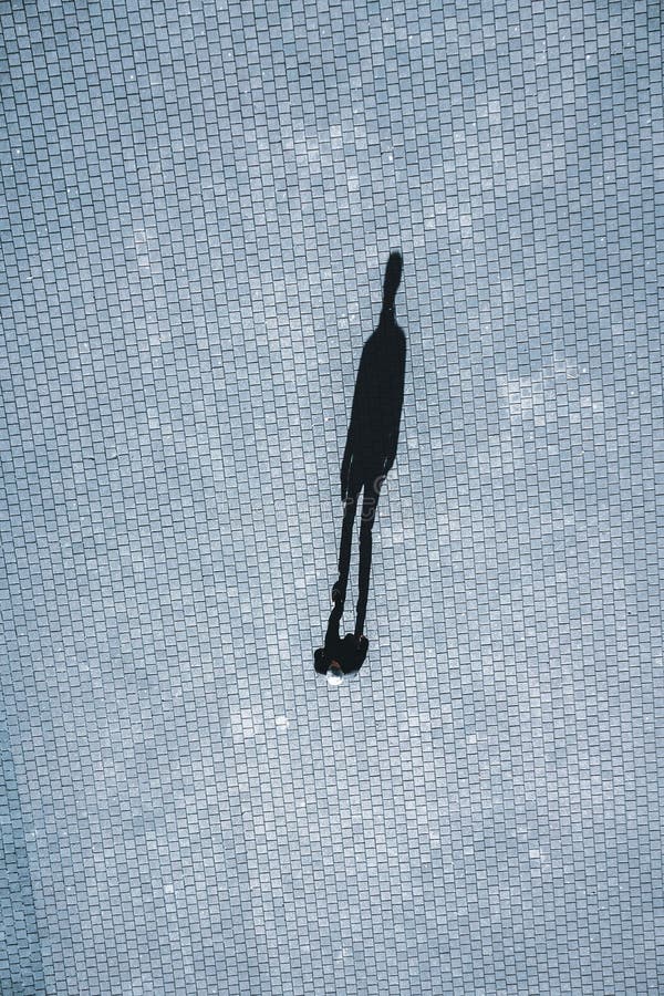 Vertical Top View of a Man Standing Facing His Shadow on the ...