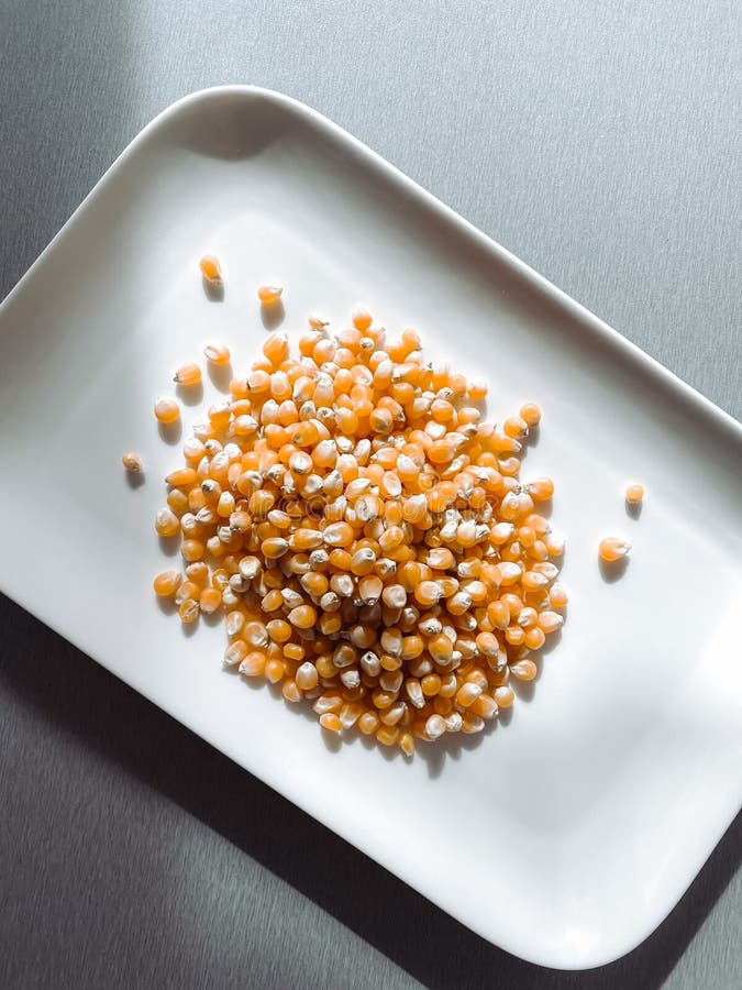 Vertical Top View of Popcorn on a Plate Stock Image - Image of ...