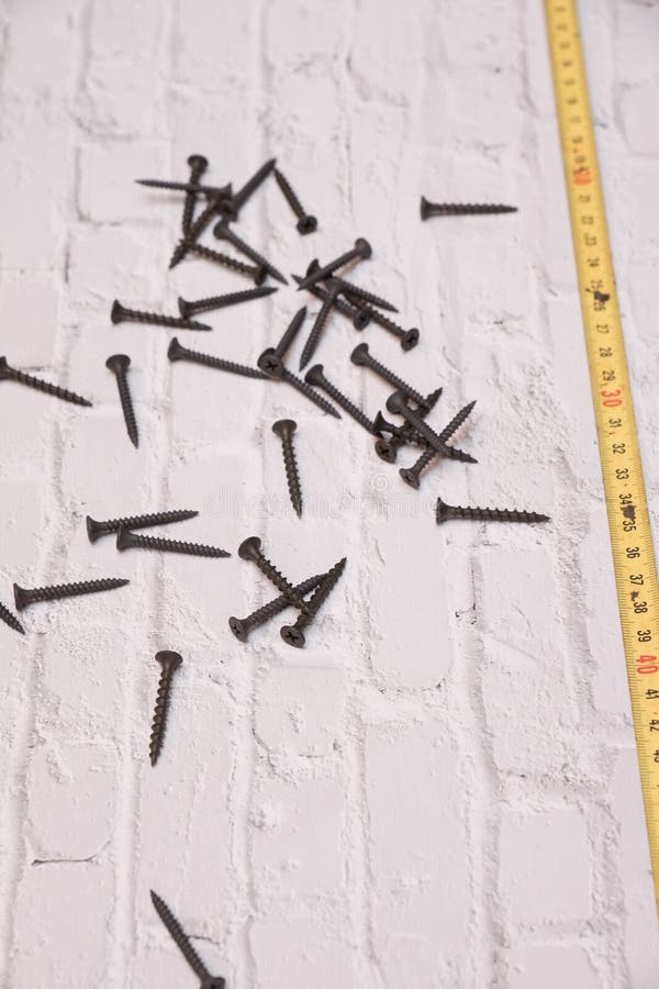 Vertical Top View of Scattered Nails Stock Image - Image of industry ...