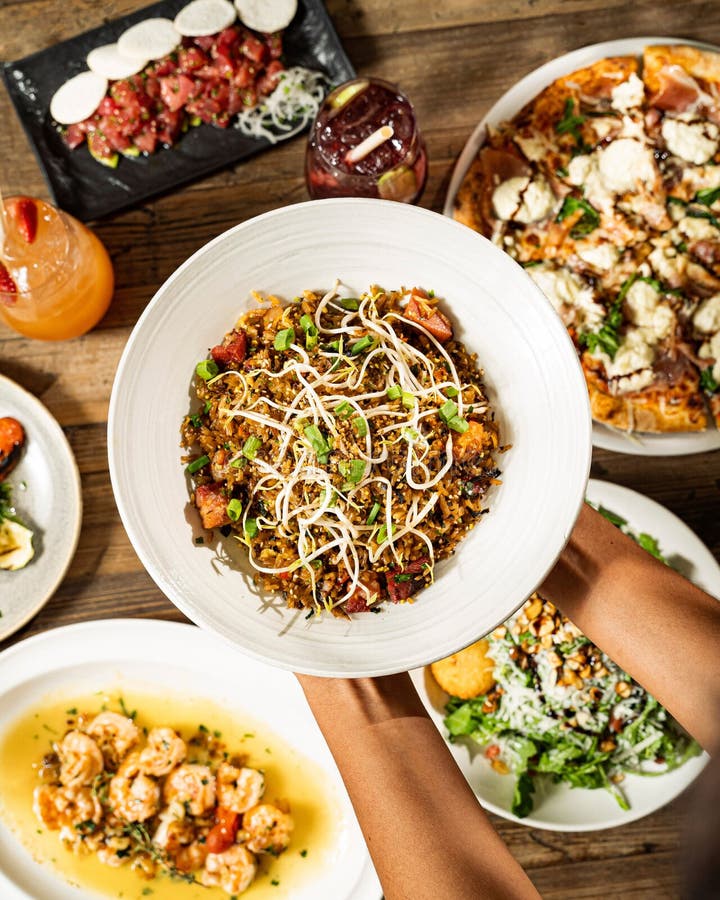 Vertical Top View Shot of a Table Full of Food Stock Image - Image of ...